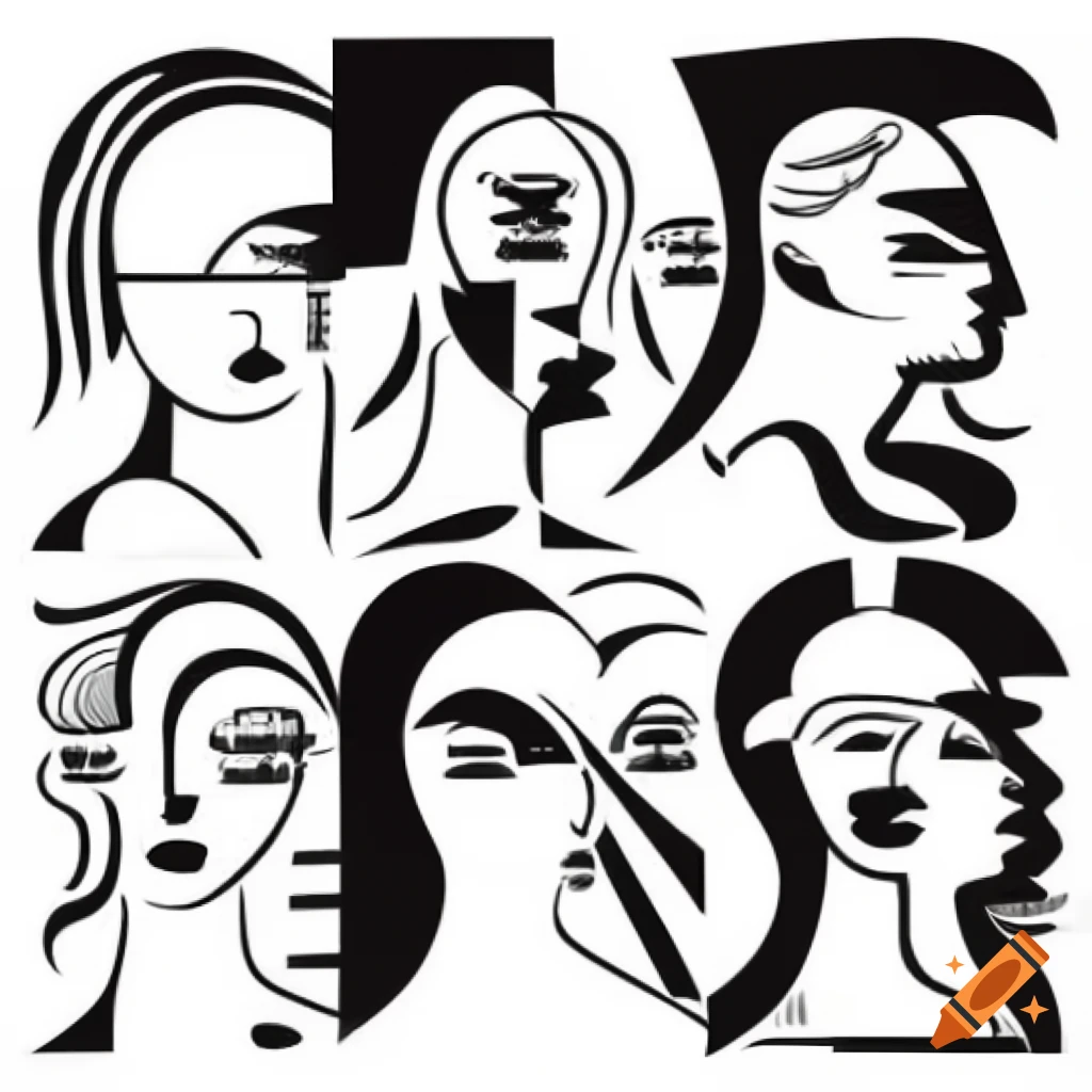 Bold black-and-white vector logo with abstract human figures in motion ...