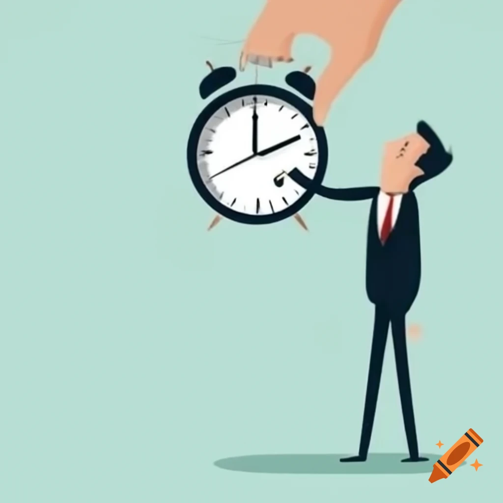 Businessman holding alarm clock by his ear, artistic illustration on ...