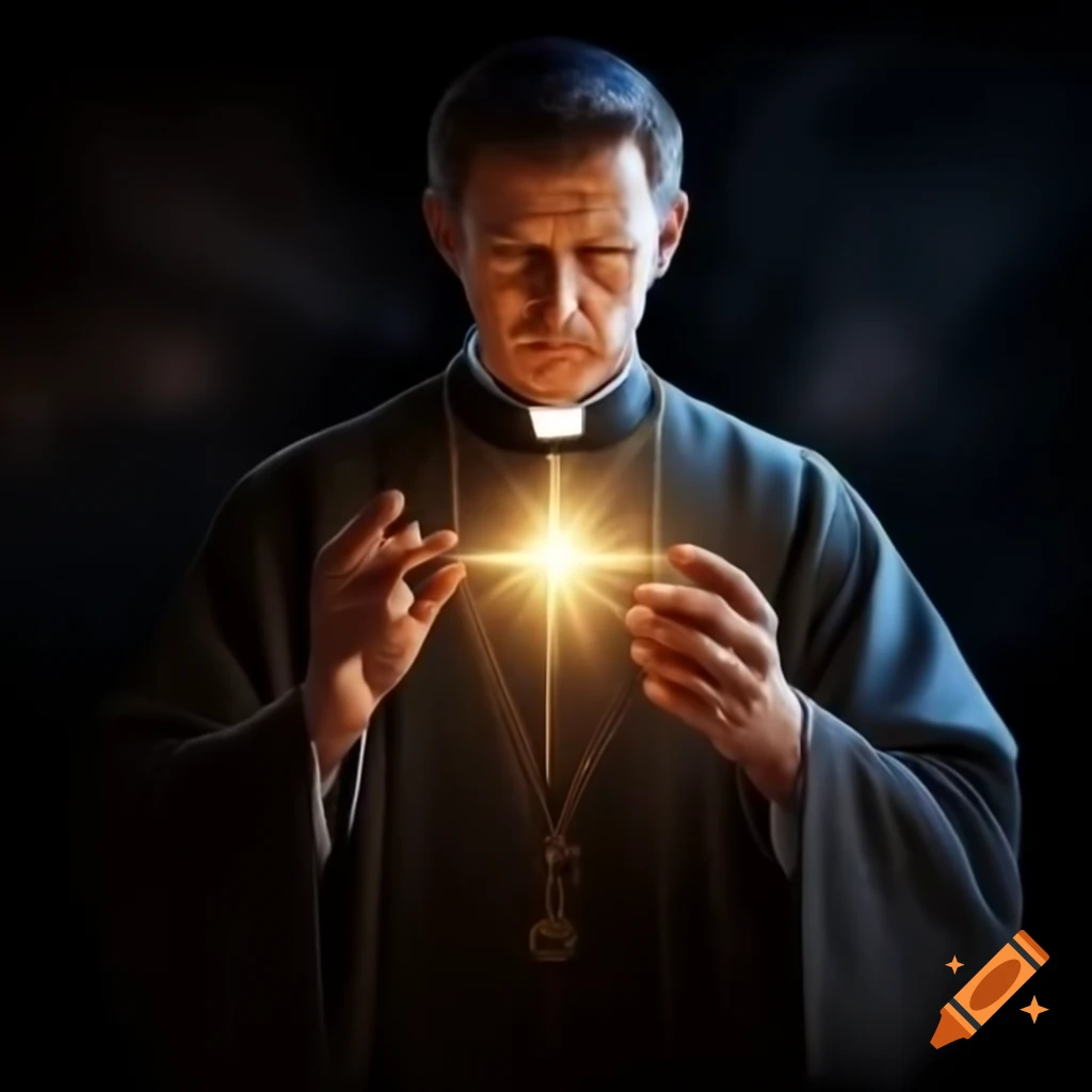 Holy priest casting a spell on Craiyon