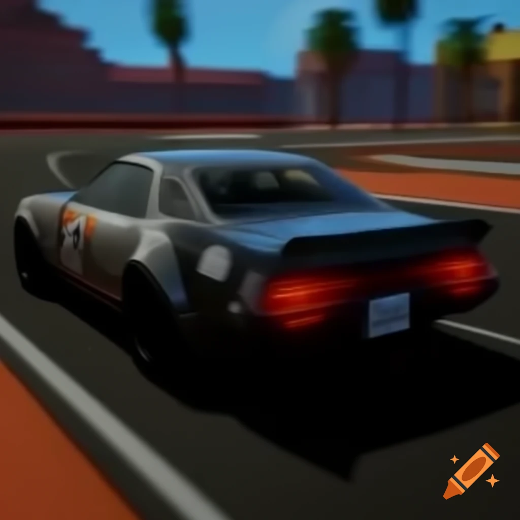 Low-poly car racing on virtual track in PlayStation 2 style on Craiyon