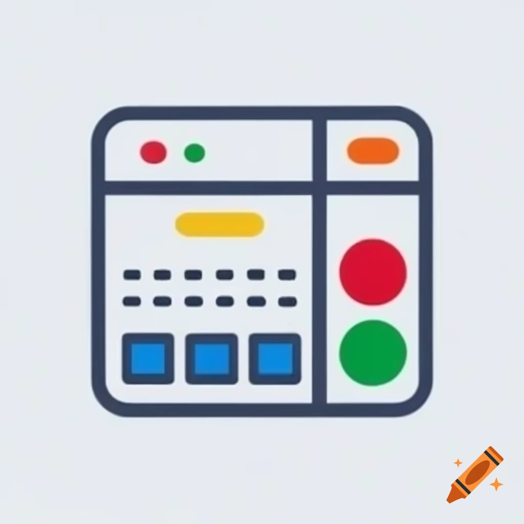Control panel logo with colored and flashing buttons on Craiyon