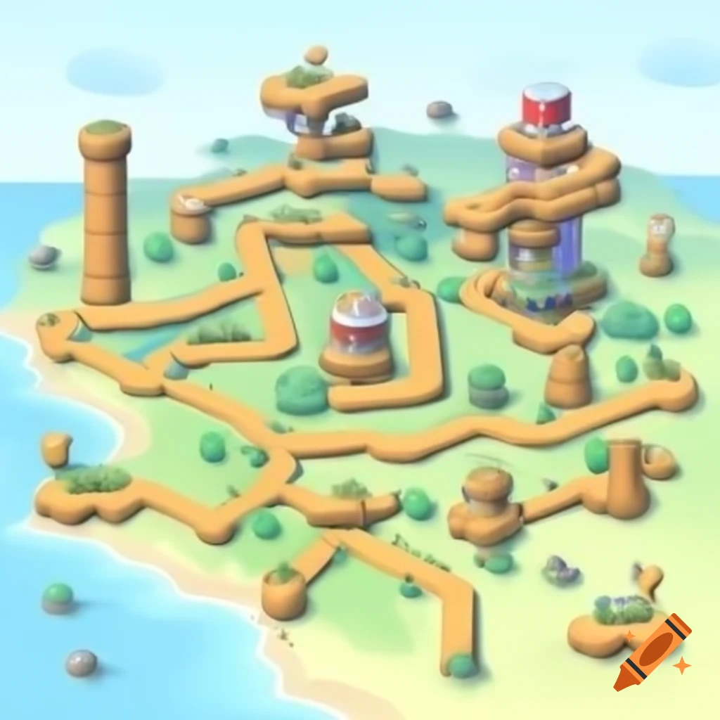 Toon-style labyrinth map for platform game inspired by Mario Bros on ...