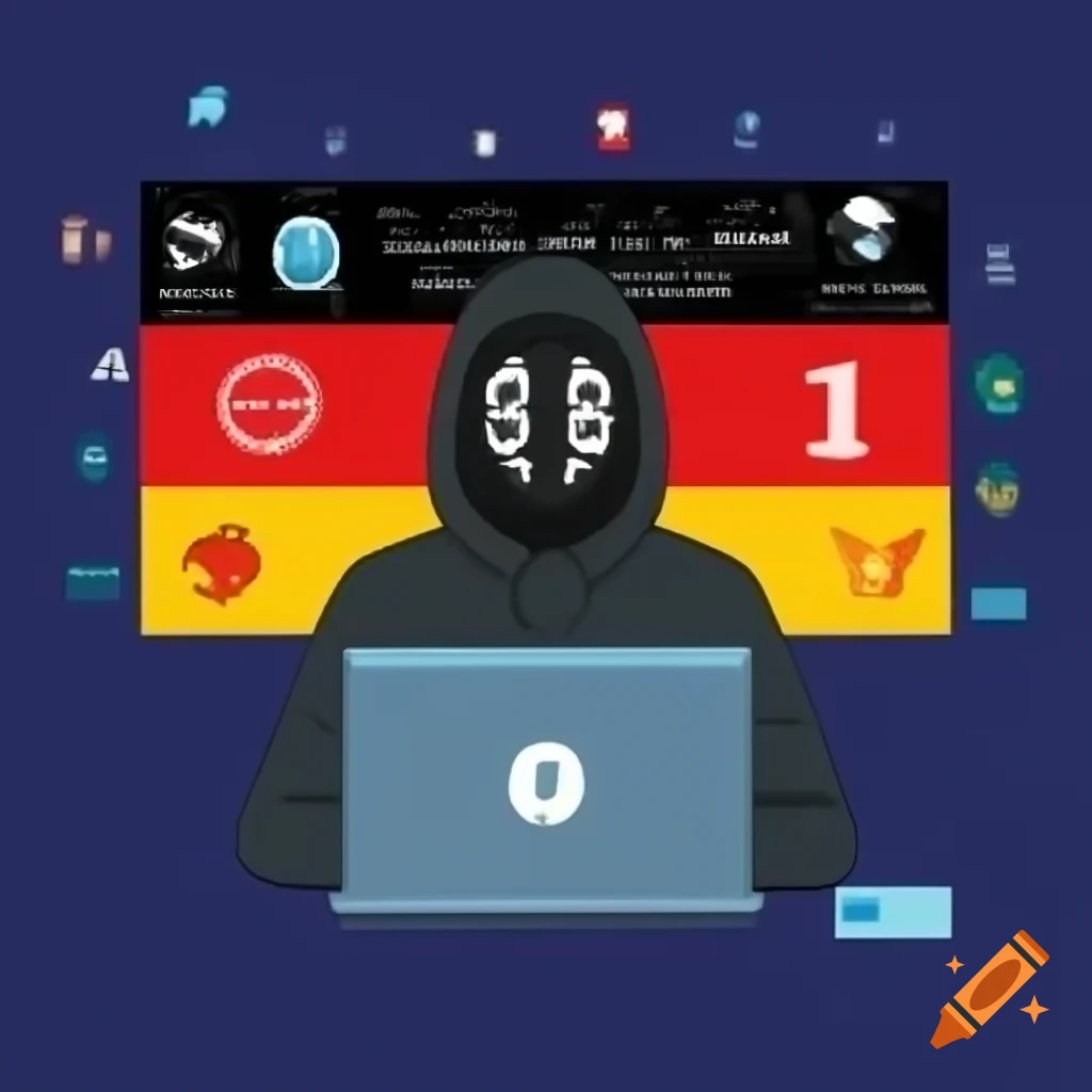 8-bit avatar design featuring germany flag and hacker elements on Craiyon