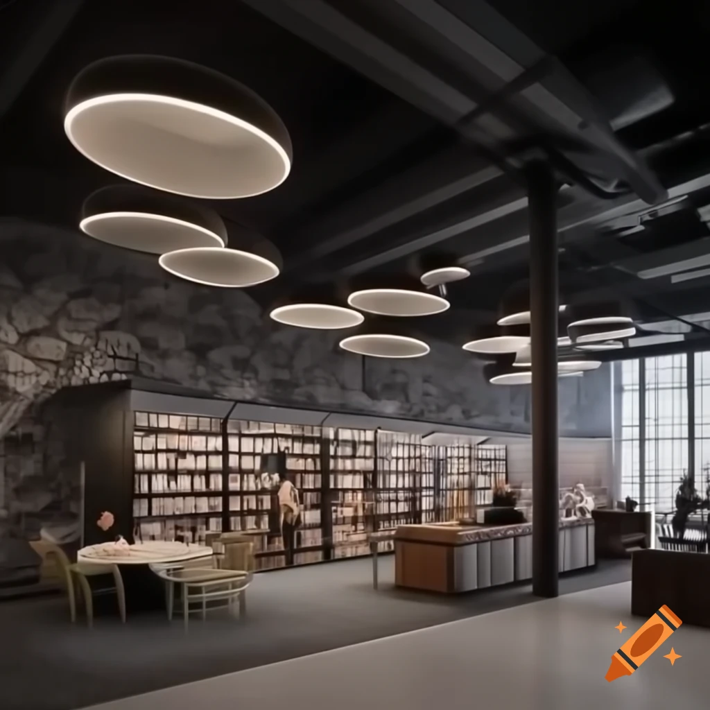 Interior of old Soviet recreation center featuring modern library and ...