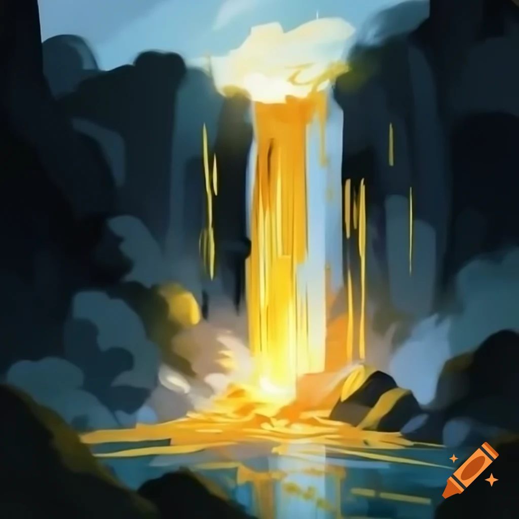 Cascade of golden petals falling softly, creating gentle hues on Craiyon