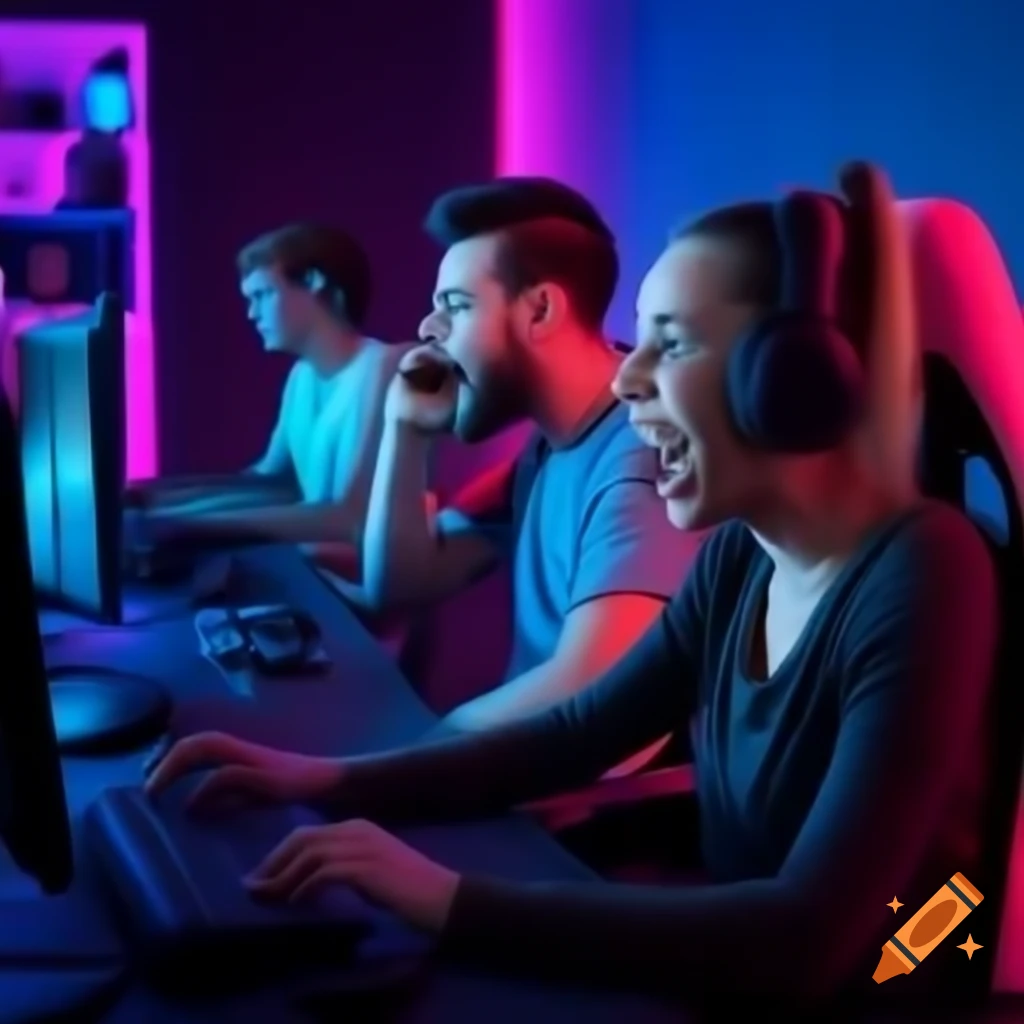 Person gaming on pc while spouse talks on the phone on Craiyon