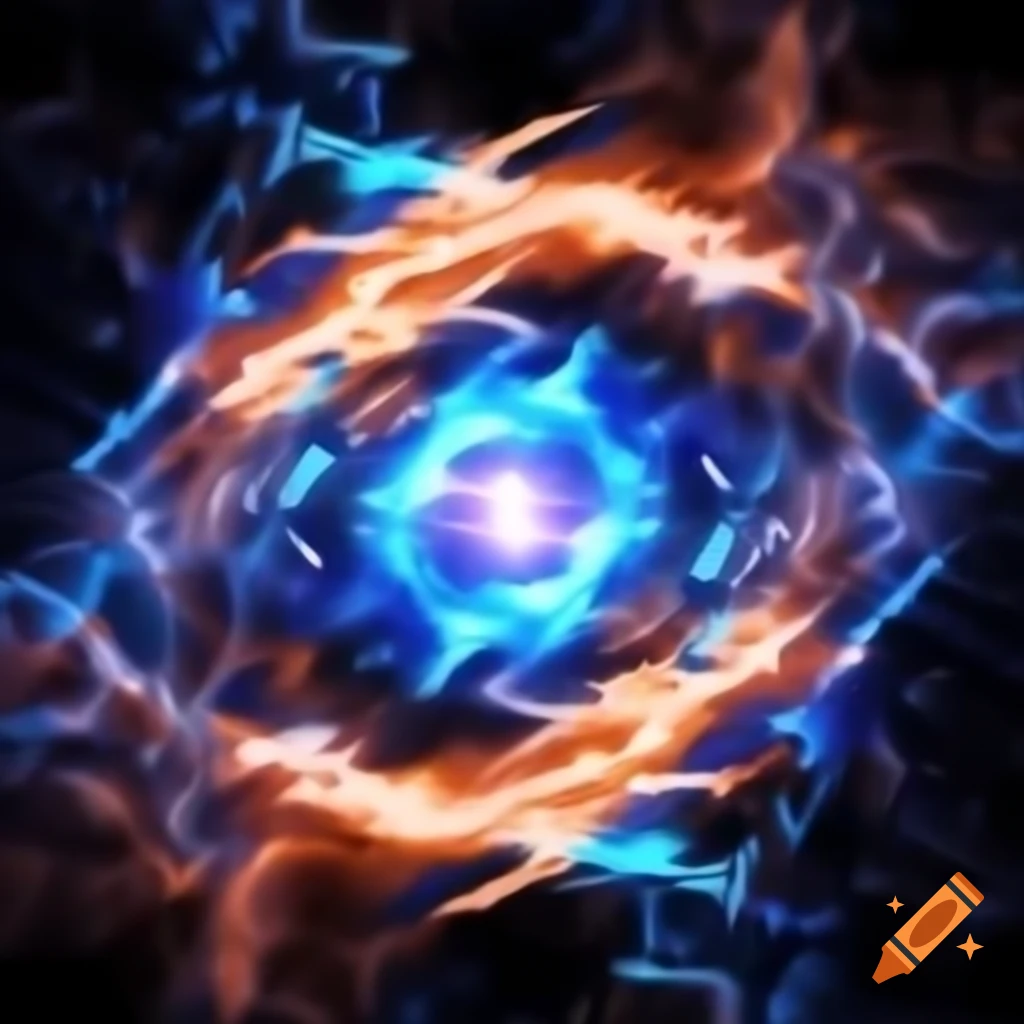 Abstract representation of a powerful being surrounded by energy waves ...