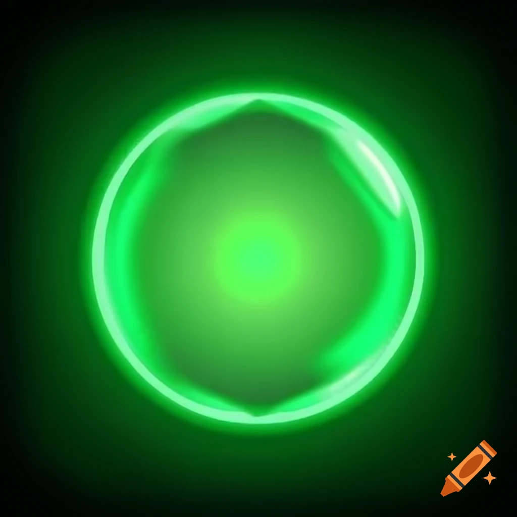 Green light sphere symbolizing hope and rebirth with fiery energy core ...