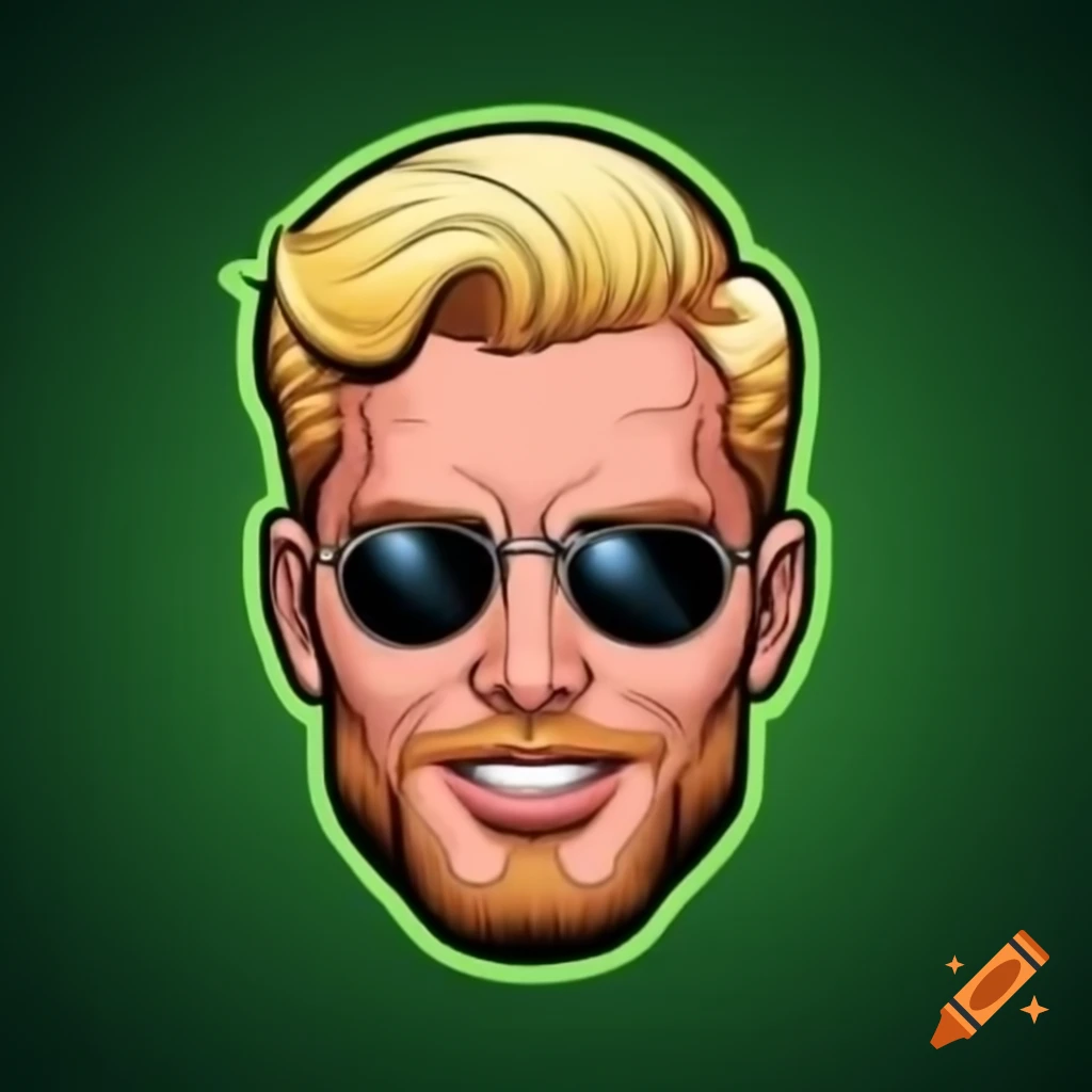 Comic book style portrait of a mid-40s blonde man with aviator ...
