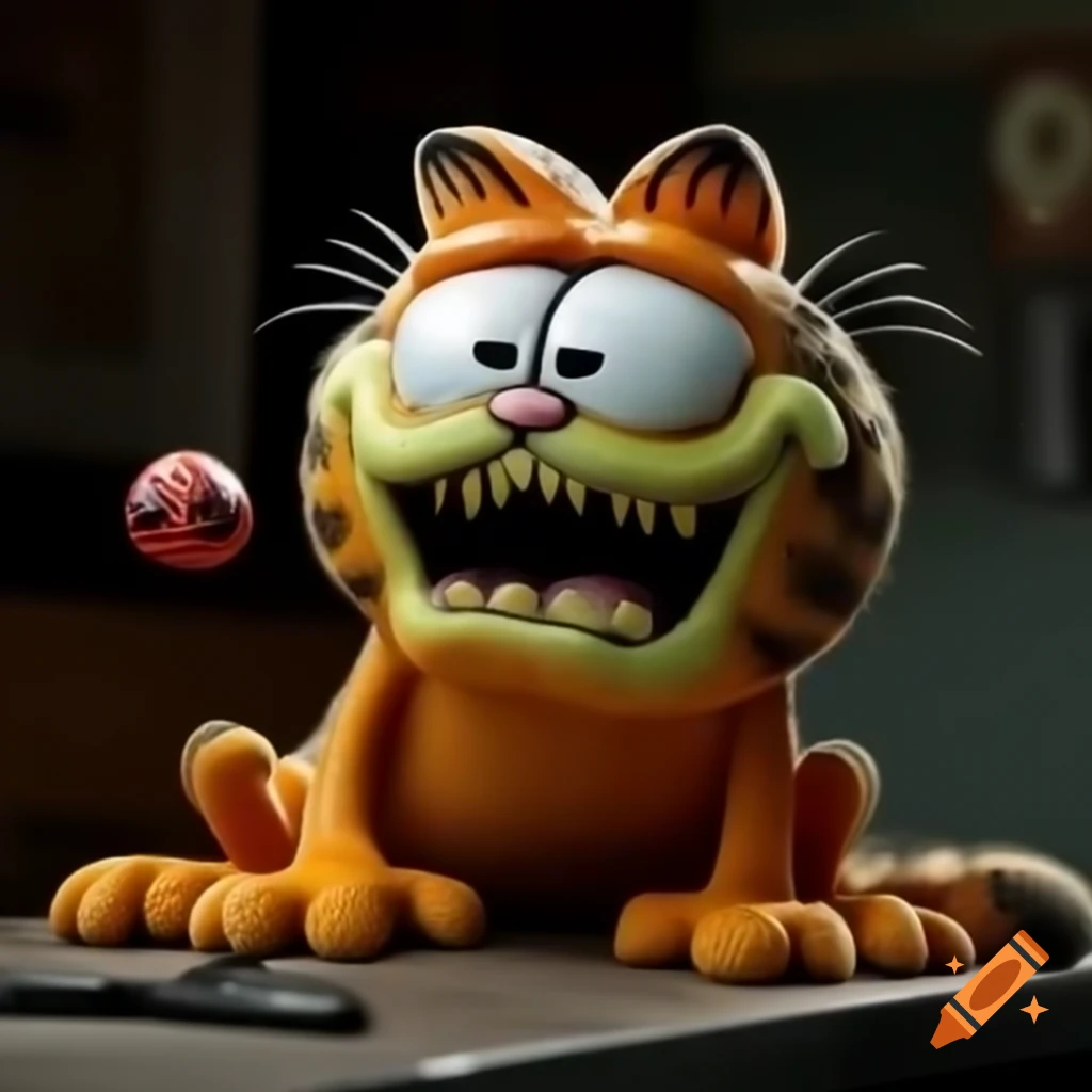 Scary alien parasite inspired by Garfield character on Craiyon