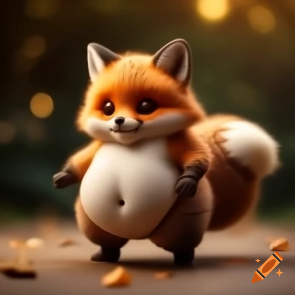 Realistic chibi anthro fox dancing with fluffy fur on Craiyon