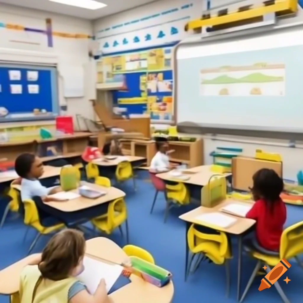 Modern smart classroom equipped with technology on Craiyon