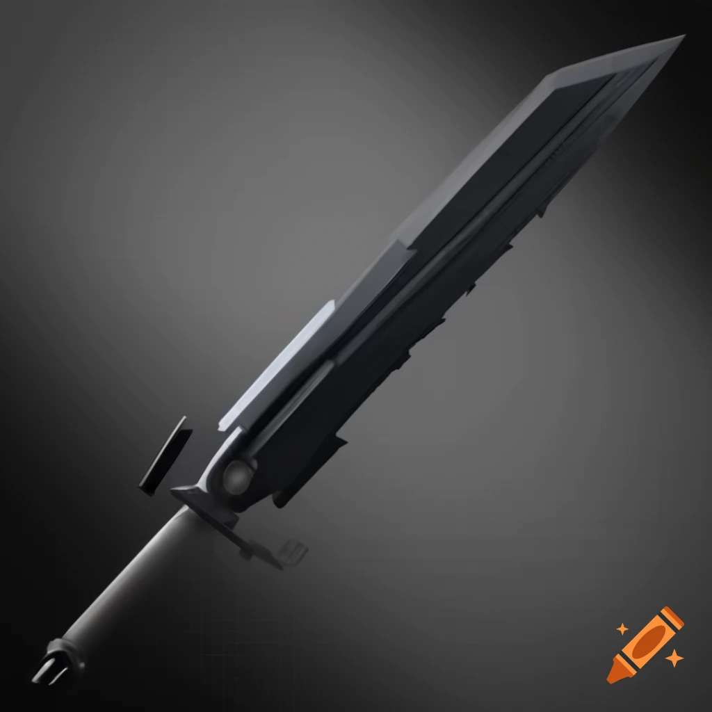Hyper-realistic futuristic large two-handed sword with thick black ...