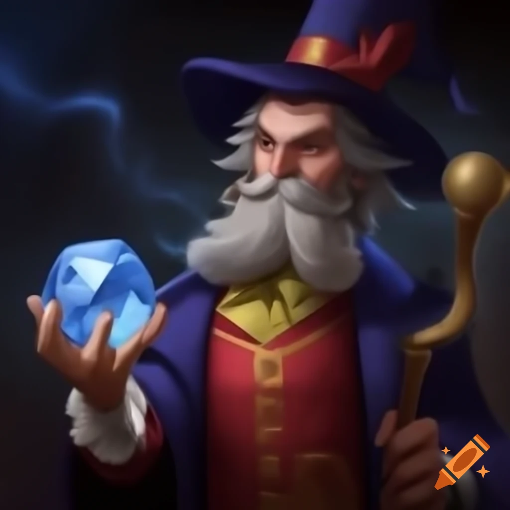 Magician gazing into crystal ball, predicting the future on Craiyon