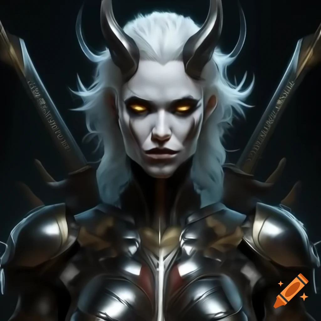 Draenei character in detailed bio armor with glowing eyes and great ...