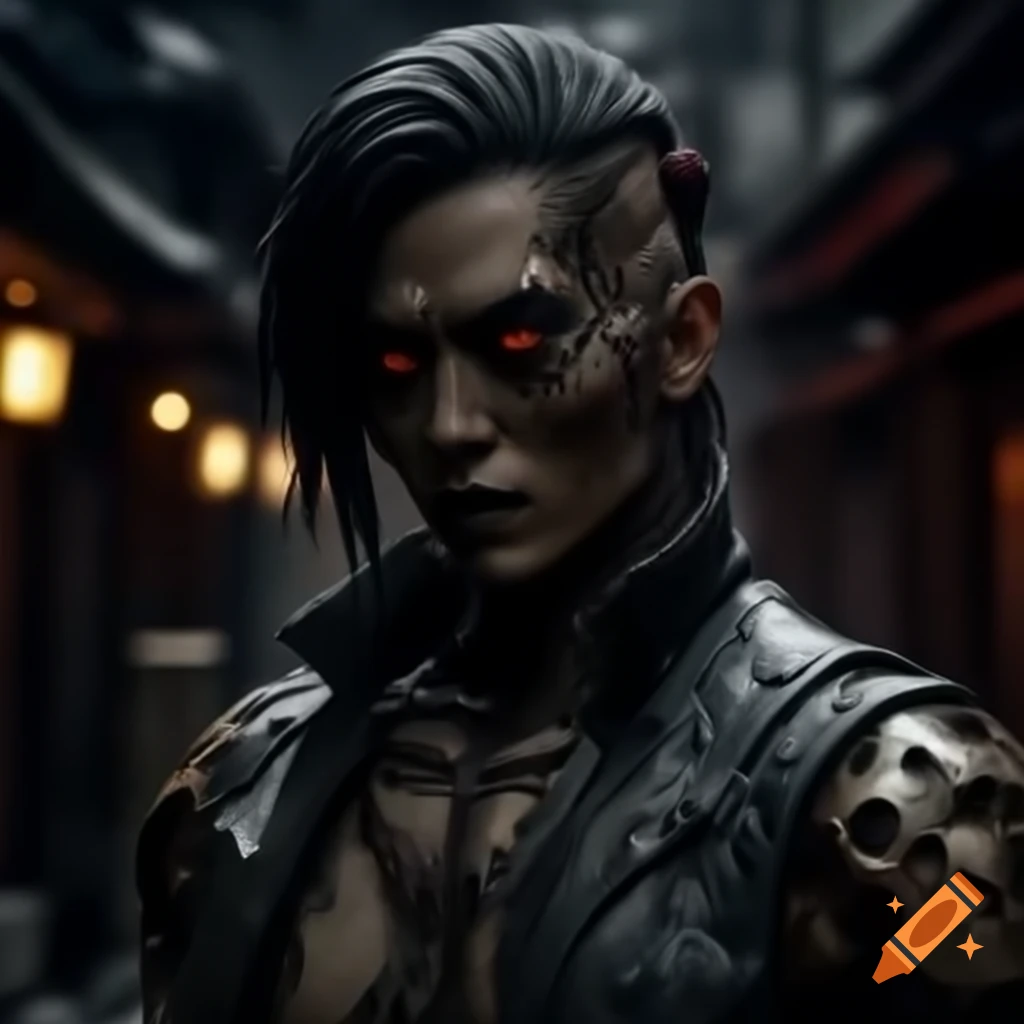 Japanese vampire rockstar with steampunk and emo elements on Craiyon