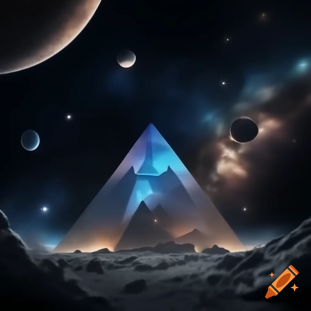 Mysterious pyramid in outer space on Craiyon