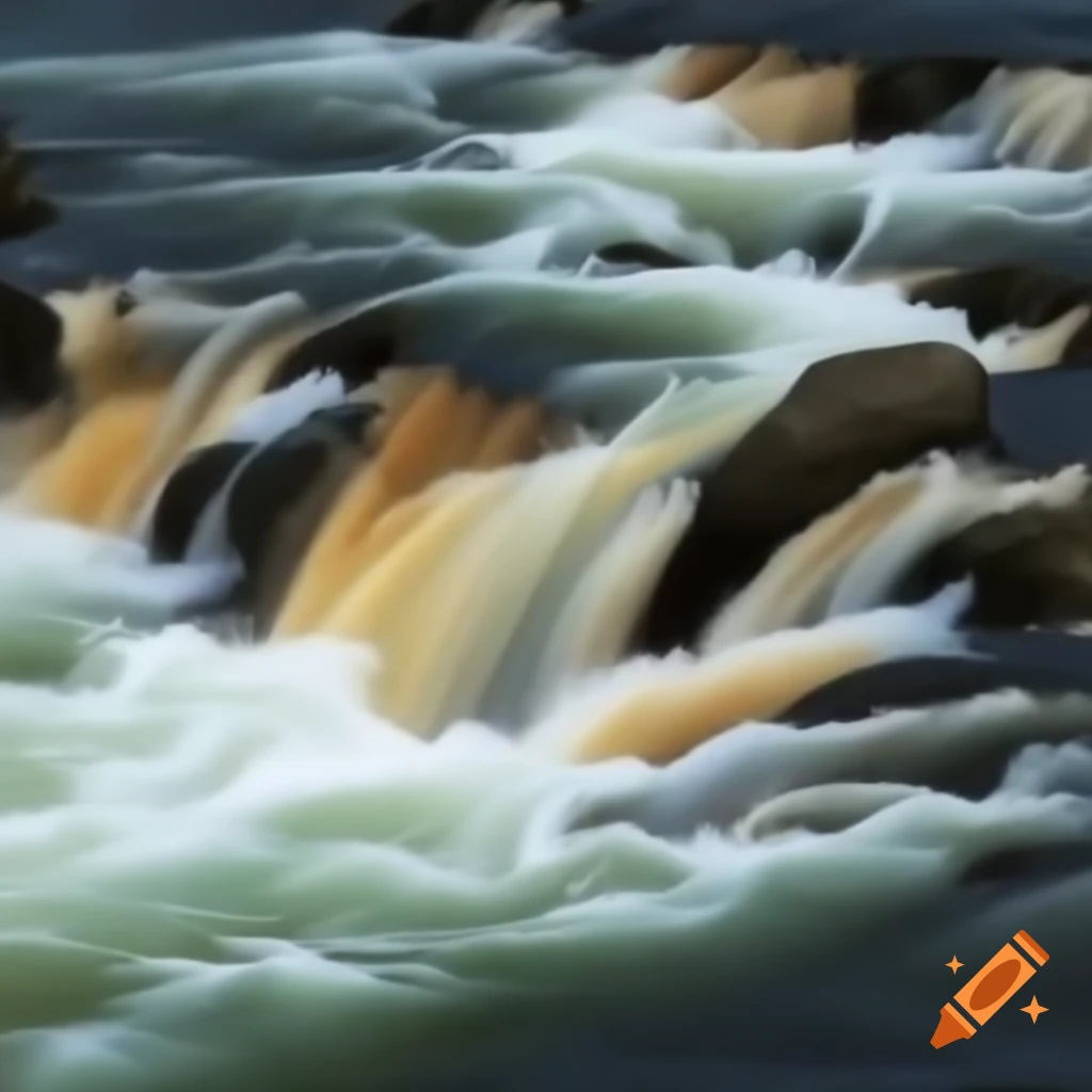 River splitting into calm and turbulent waters on Craiyon