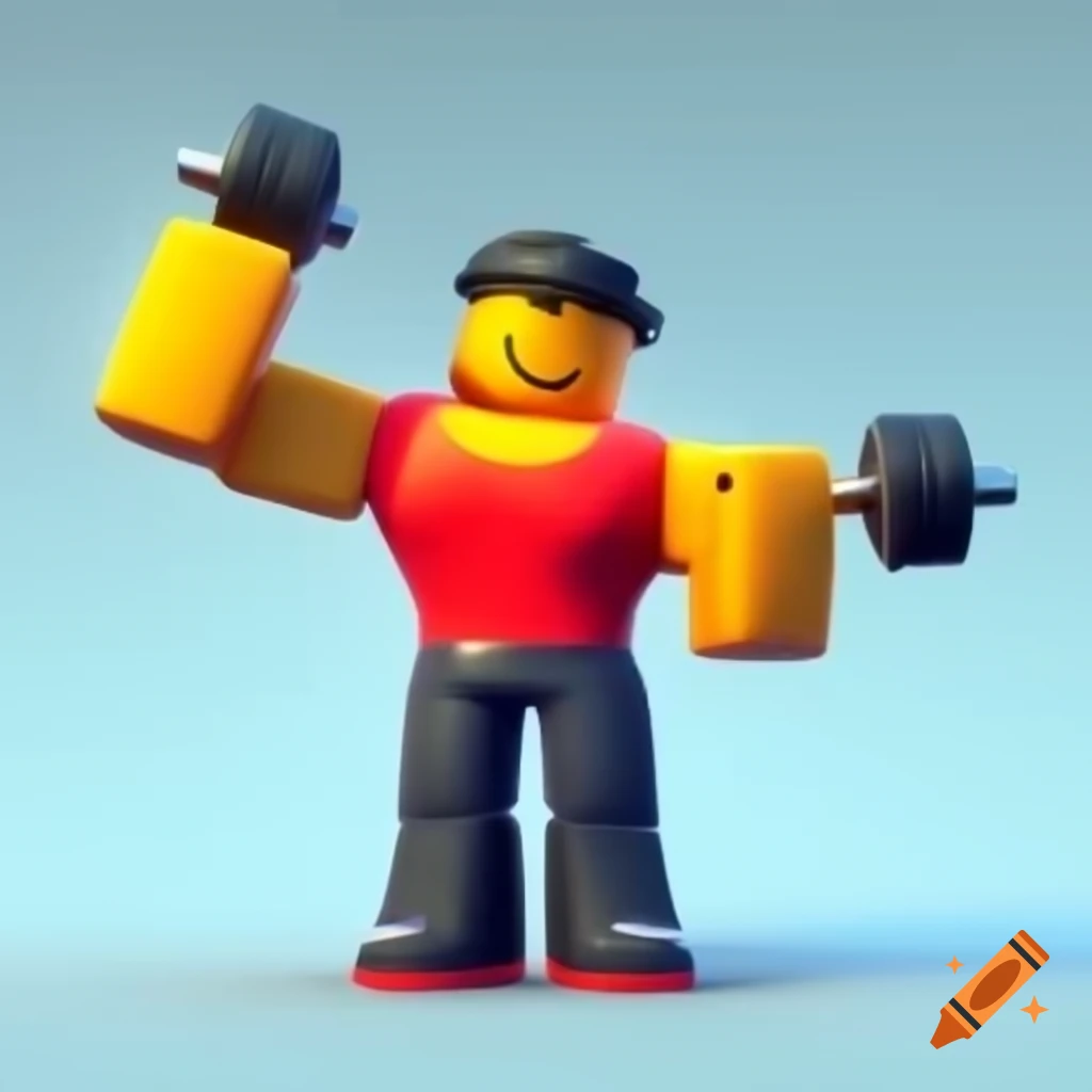 ROBLOX character engaged in weightlifting on Craiyon