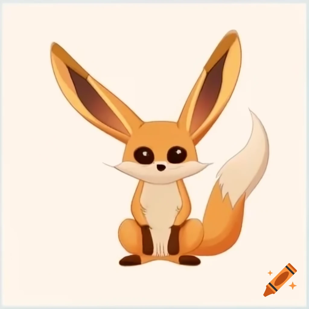 Cute hybrid creature with big ears, combining desert mouse, fennec fox ...