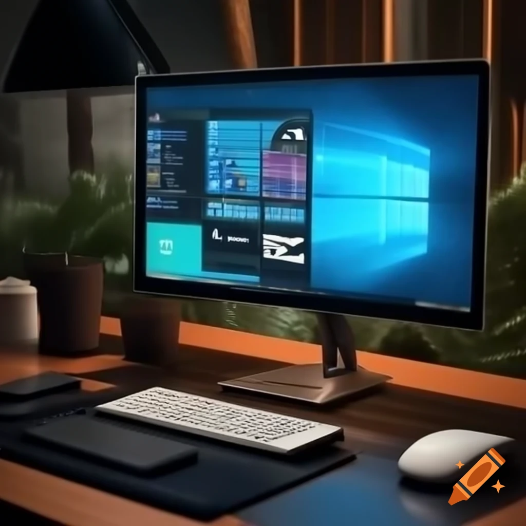 Modern workspace with high-resolution monitor, laptop, smartphone, and tablet displaying ...