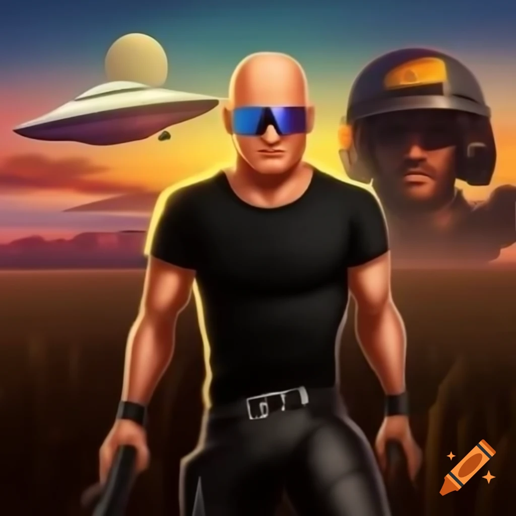 Confident bald man in motorcycle attire with scar on face on Craiyon