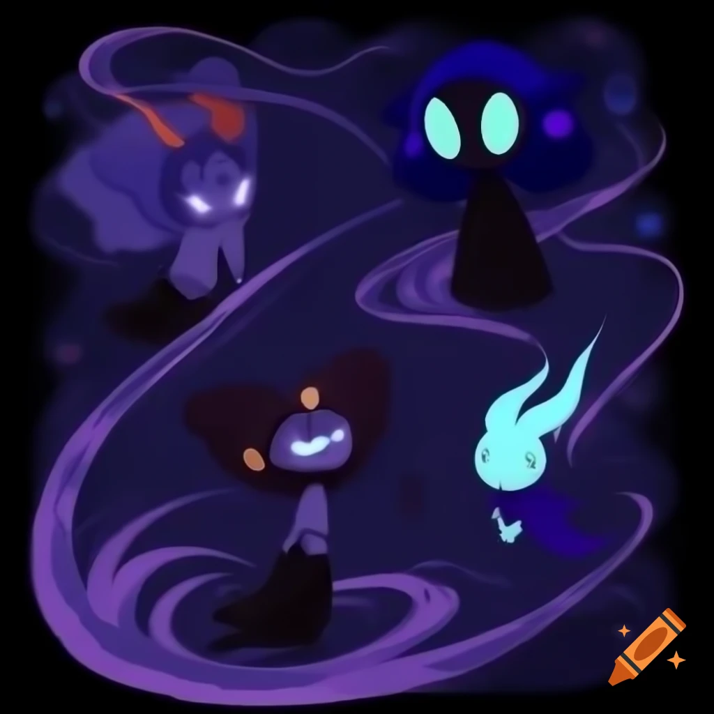 Ethereal cosmic scene with silhouettes of gaia, tartarus, eros, erebos ...