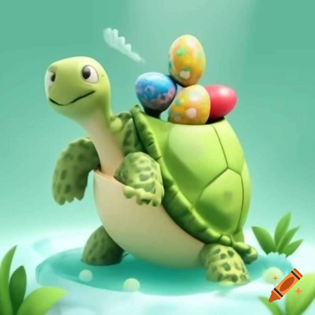Easter shirt design featuring a turtle with a big head floating in ...
