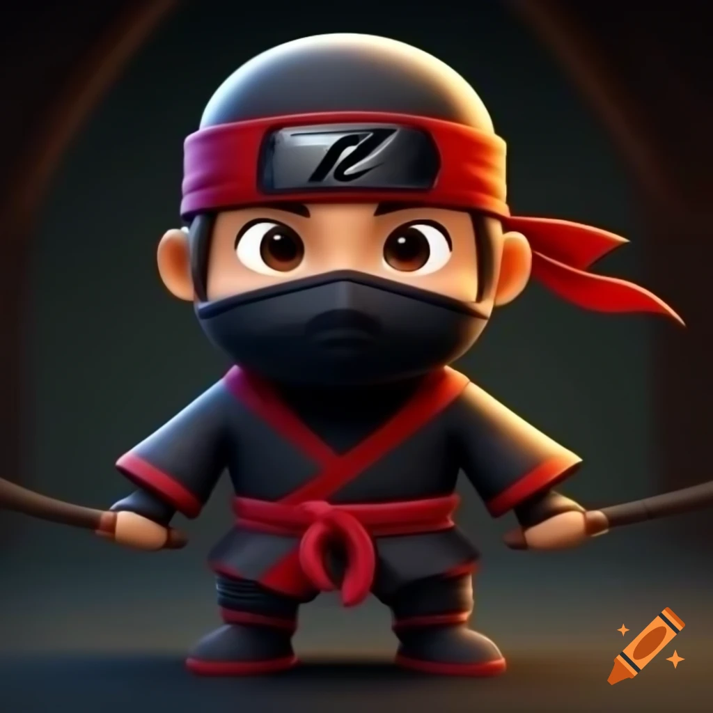 Cartoon ninja character in dynamic pose on Craiyon