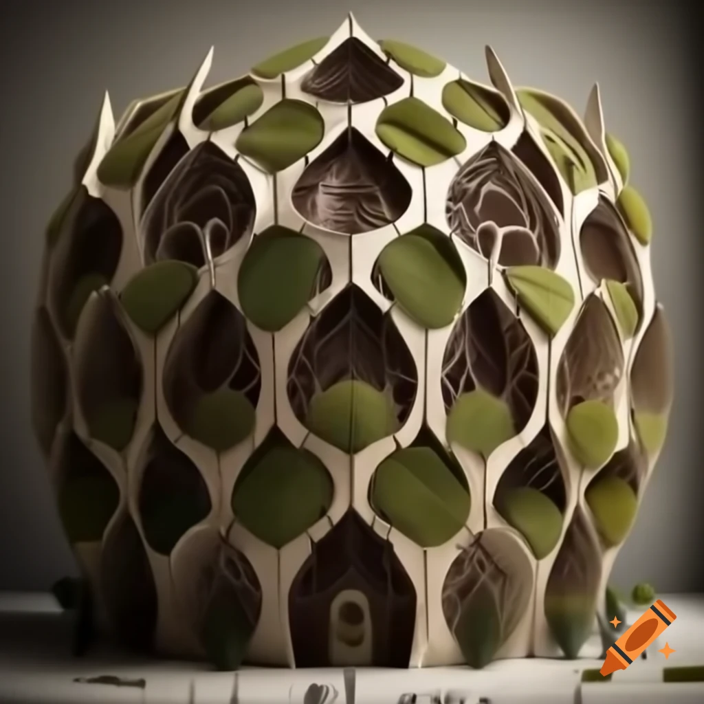 Architectural model with organic veined patterns inspired by fig leaves ...