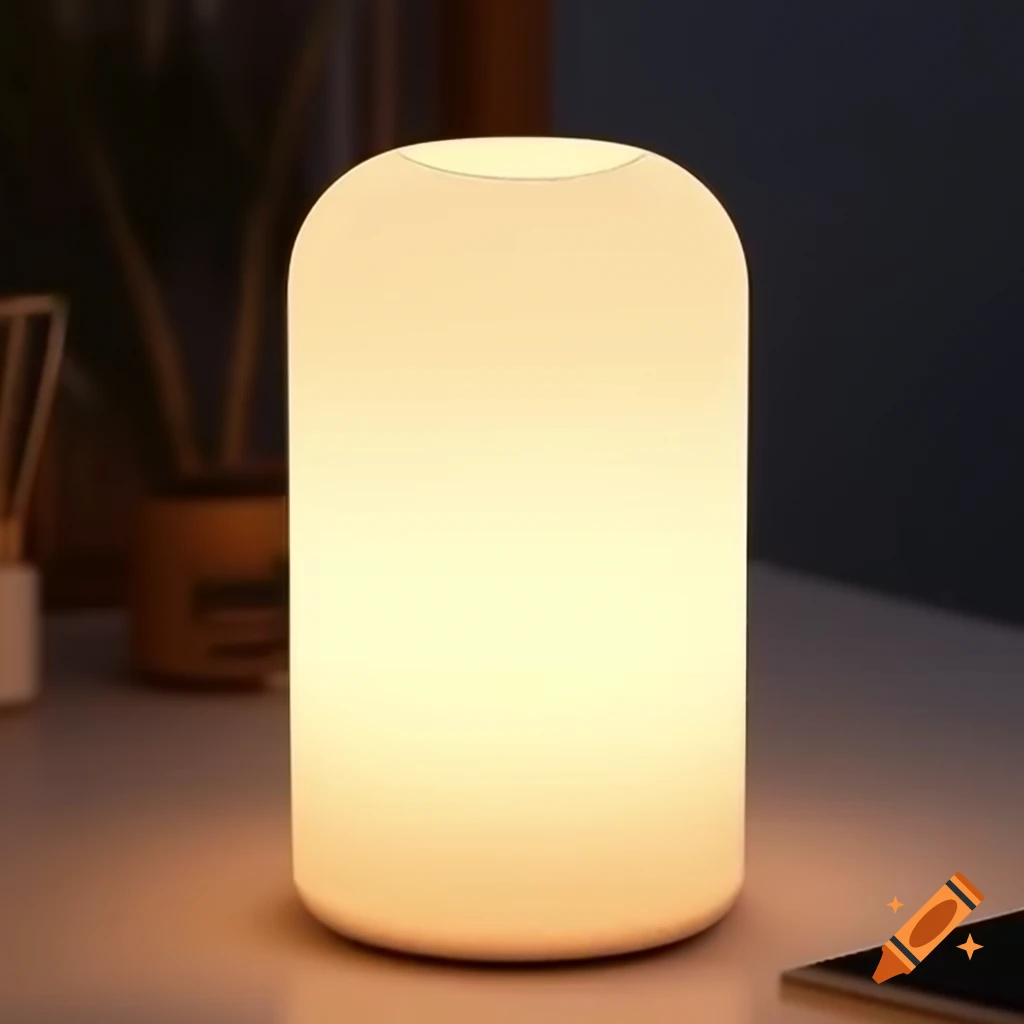 Sketch of a smart lamp with cylindrical shape and rounded diffuser on ...