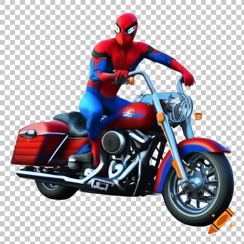 Spiderman riding a harley davidson motorcycle with transparent ...
