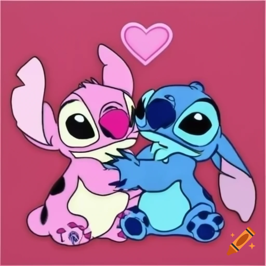 Stitch kissing his girlfriend Angel from Lilo and Stitch on Craiyon