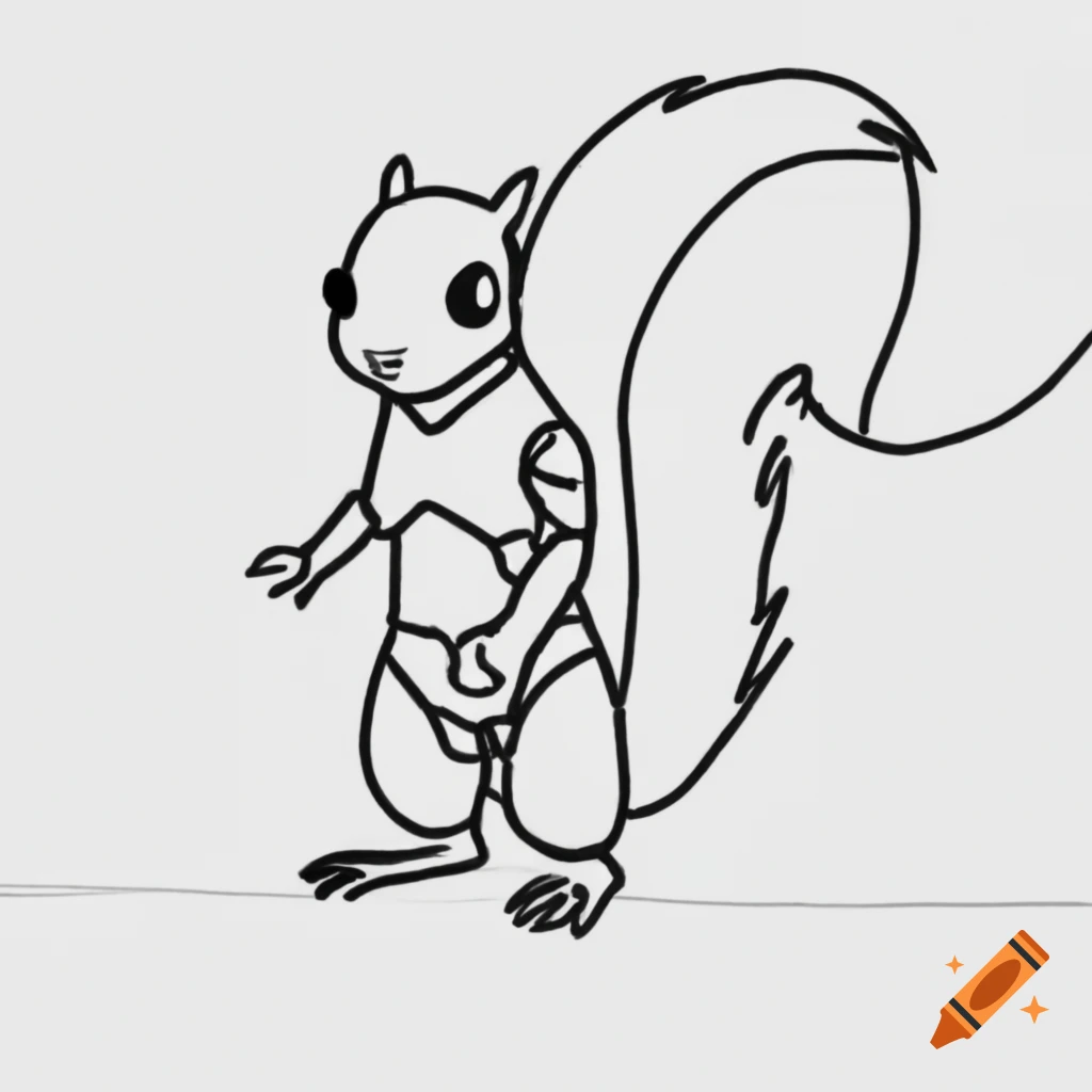 Futuristic cyborg squirrel in comic style minimalistic drawing on Craiyon