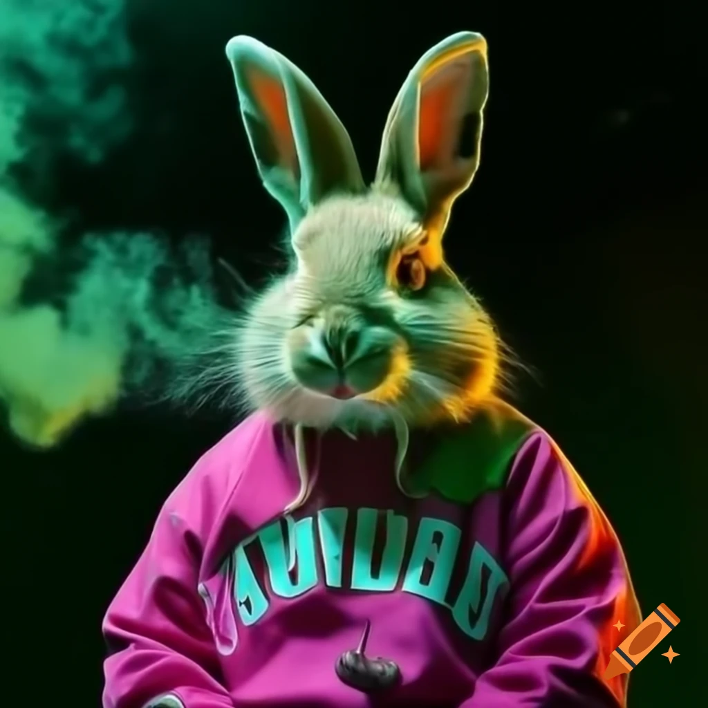 Hip hop rabbit posed confidently, smoking in urban setting on Craiyon
