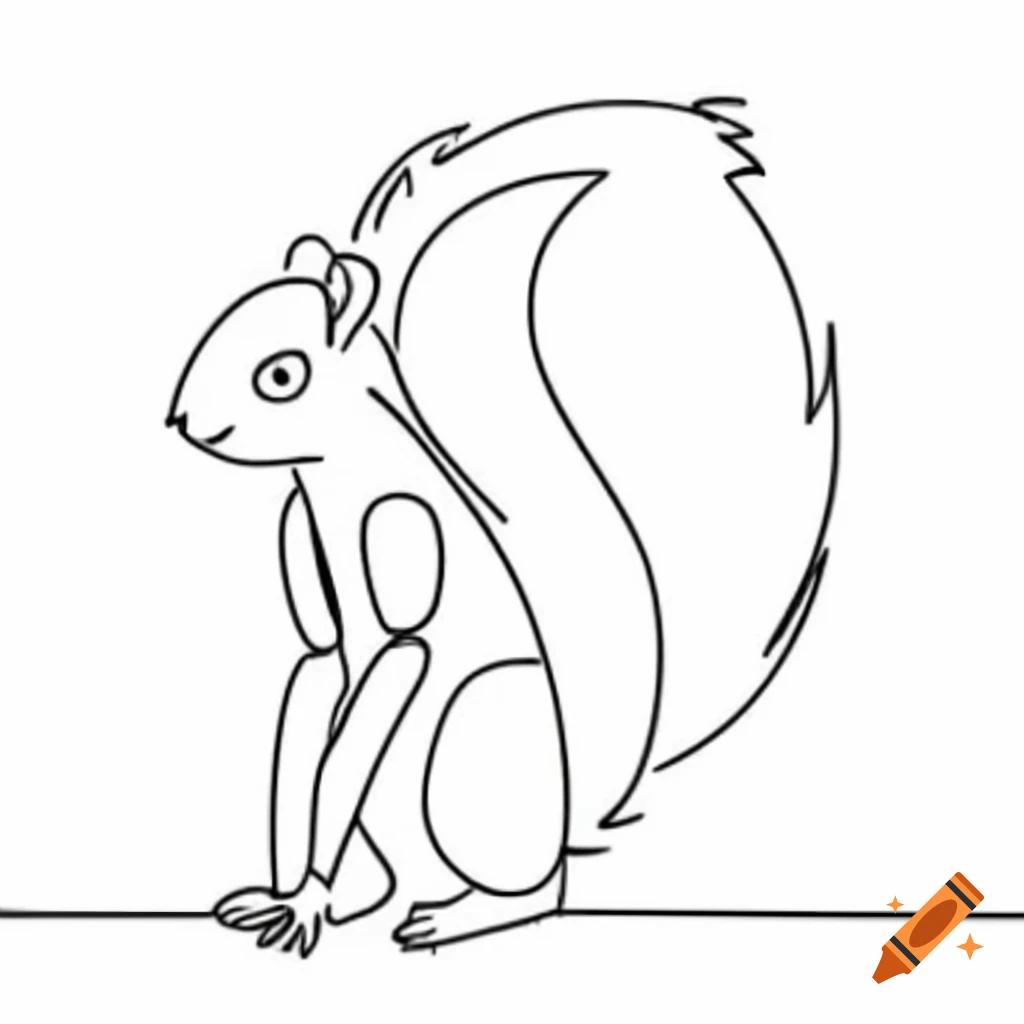 Futuristic cyborg squirrel in comic style minimalistic drawing on Craiyon