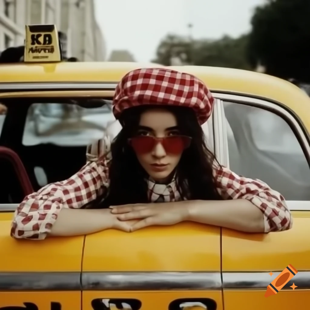 Checker hat on a crazy taxi vehicle on Craiyon