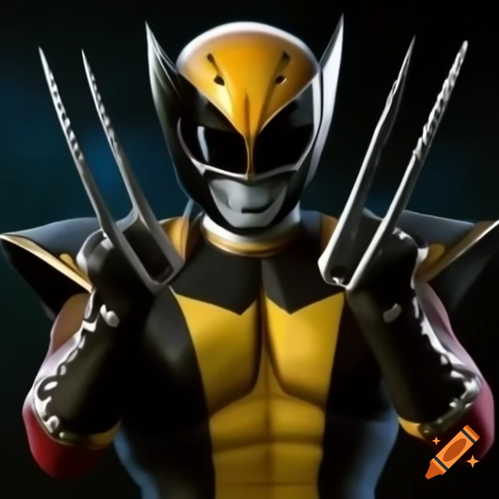 Power ranger mask character with wolverine claws striking a pose on Craiyon