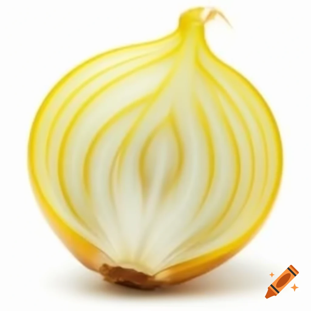 Freshly cut yellow onion slice revealing concentric rings on Craiyon