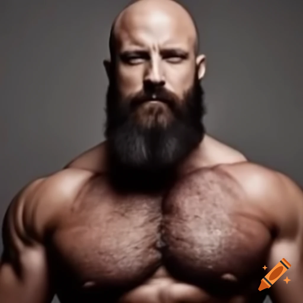 Muscular male bodybuilder with lightly tanned skin and short dark brown ...