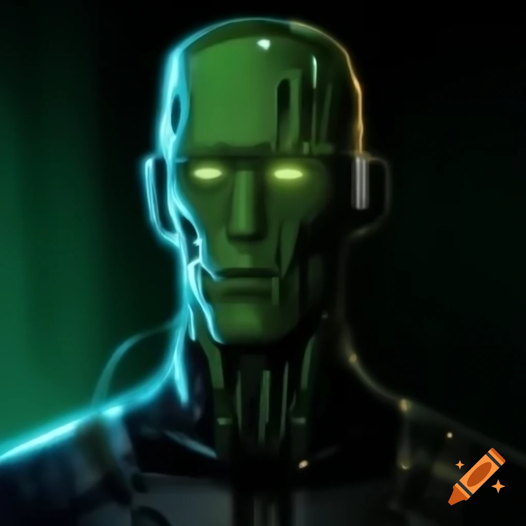 Cyber farmer in matrix style with wojak comic art features on Craiyon