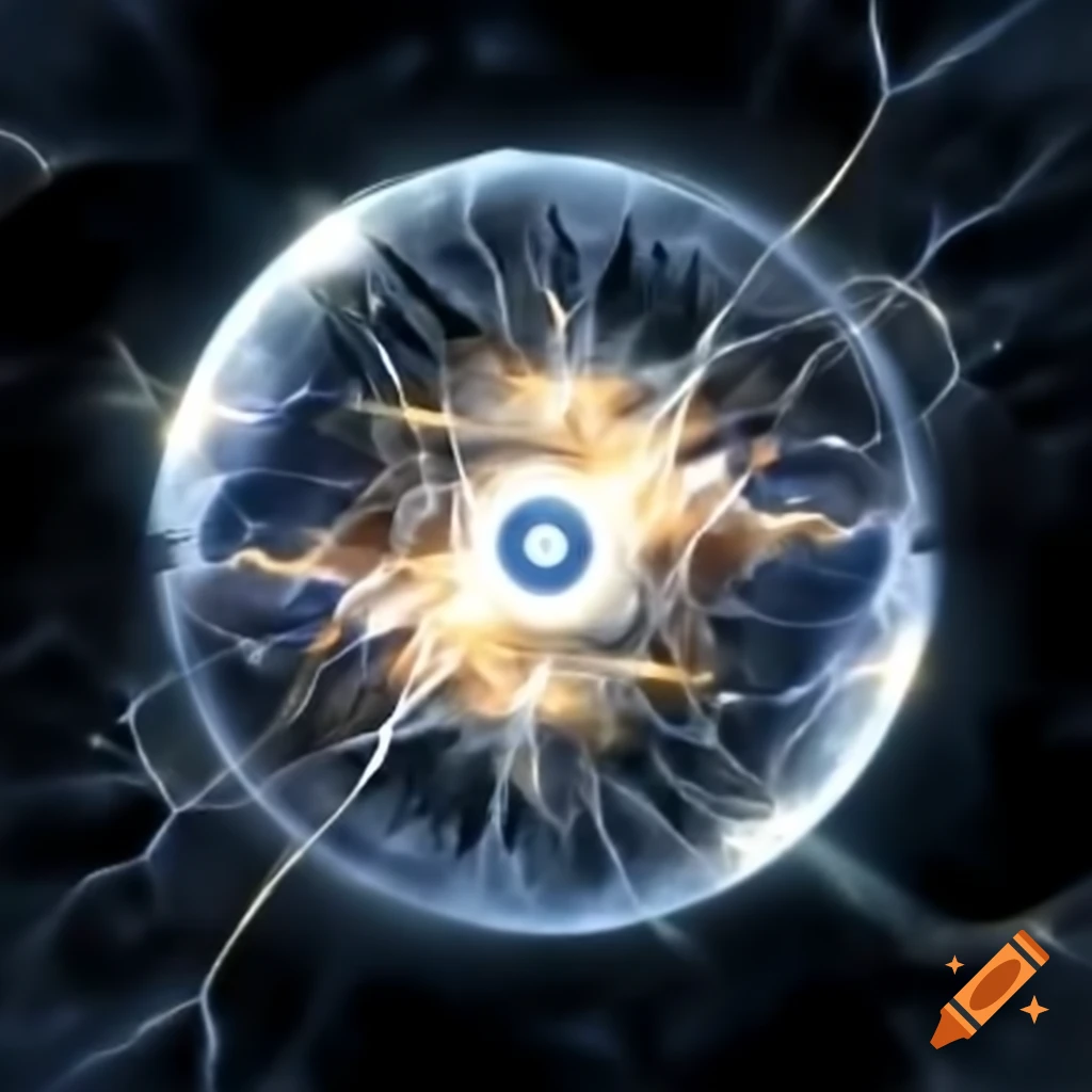 Orb of light with a small eye radiating energy on Craiyon