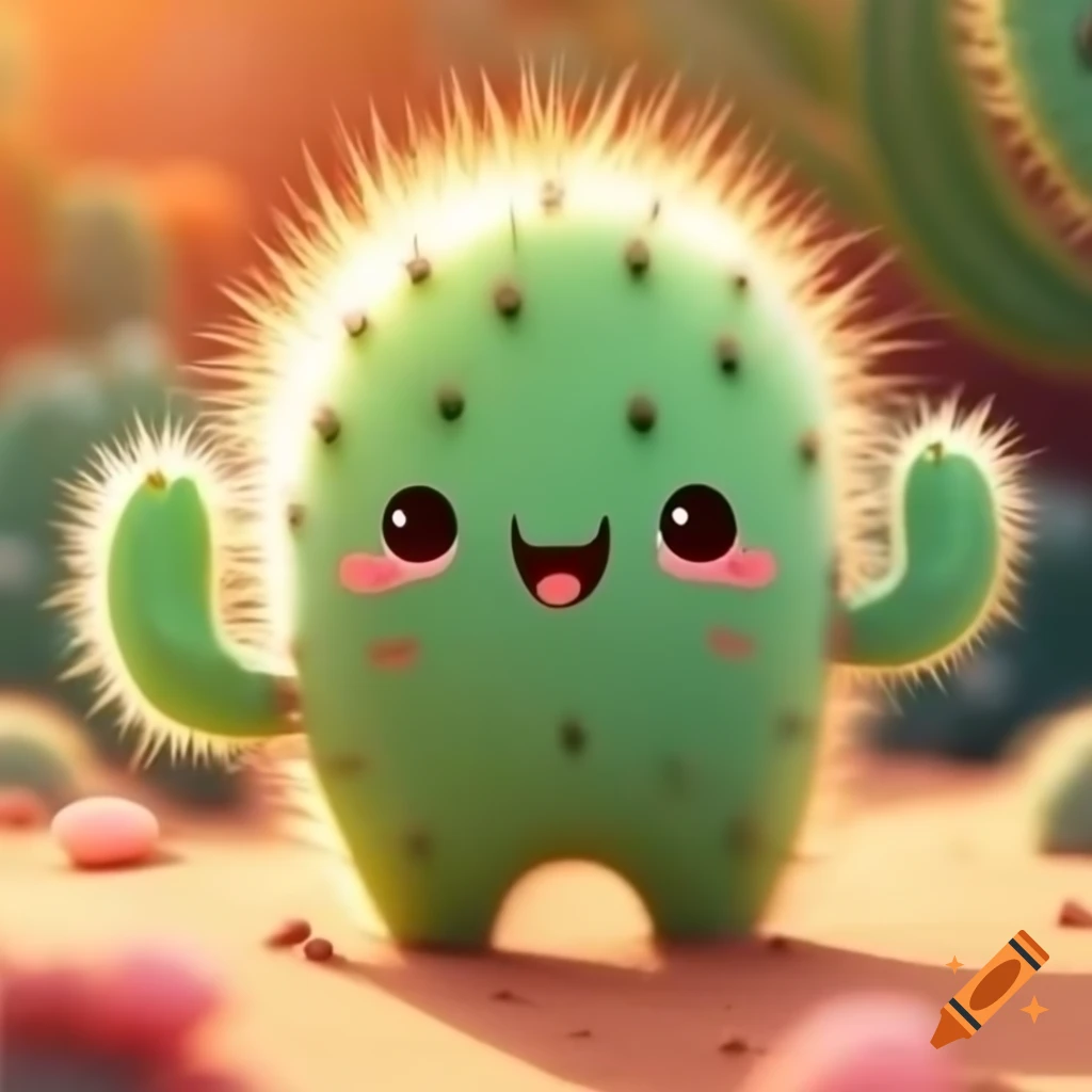 Cute smiling cactus illustration on Craiyon