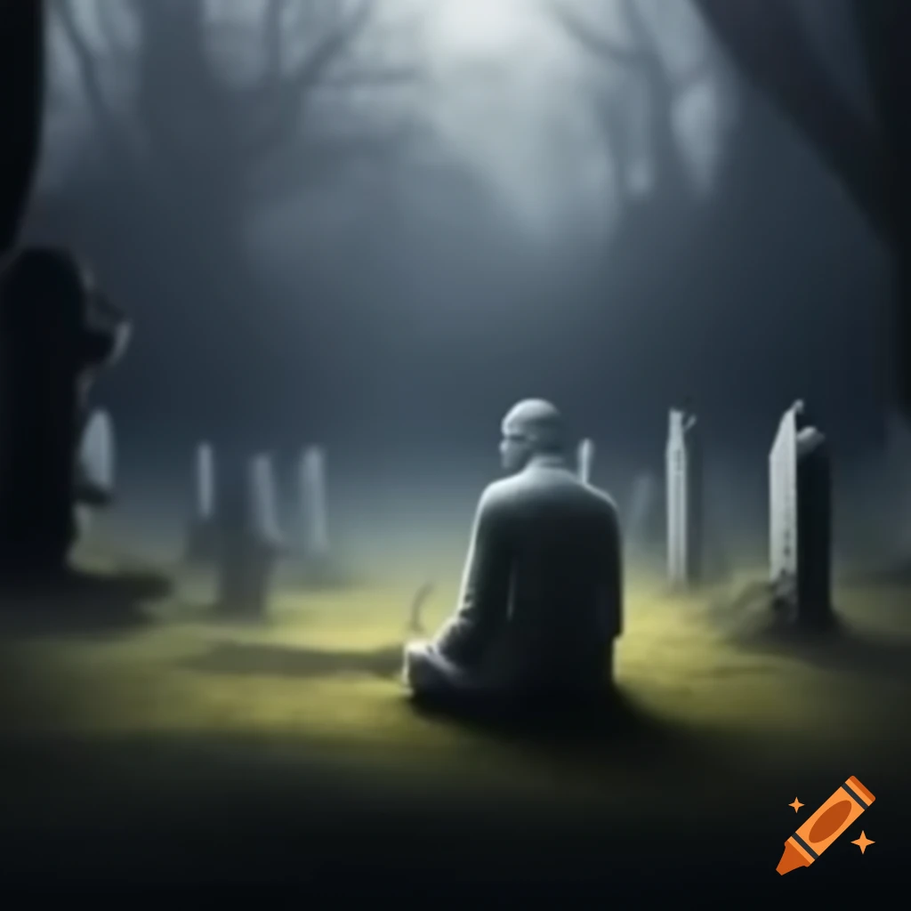 Reflection on peace and tranquility in cemetery symbolism on Craiyon