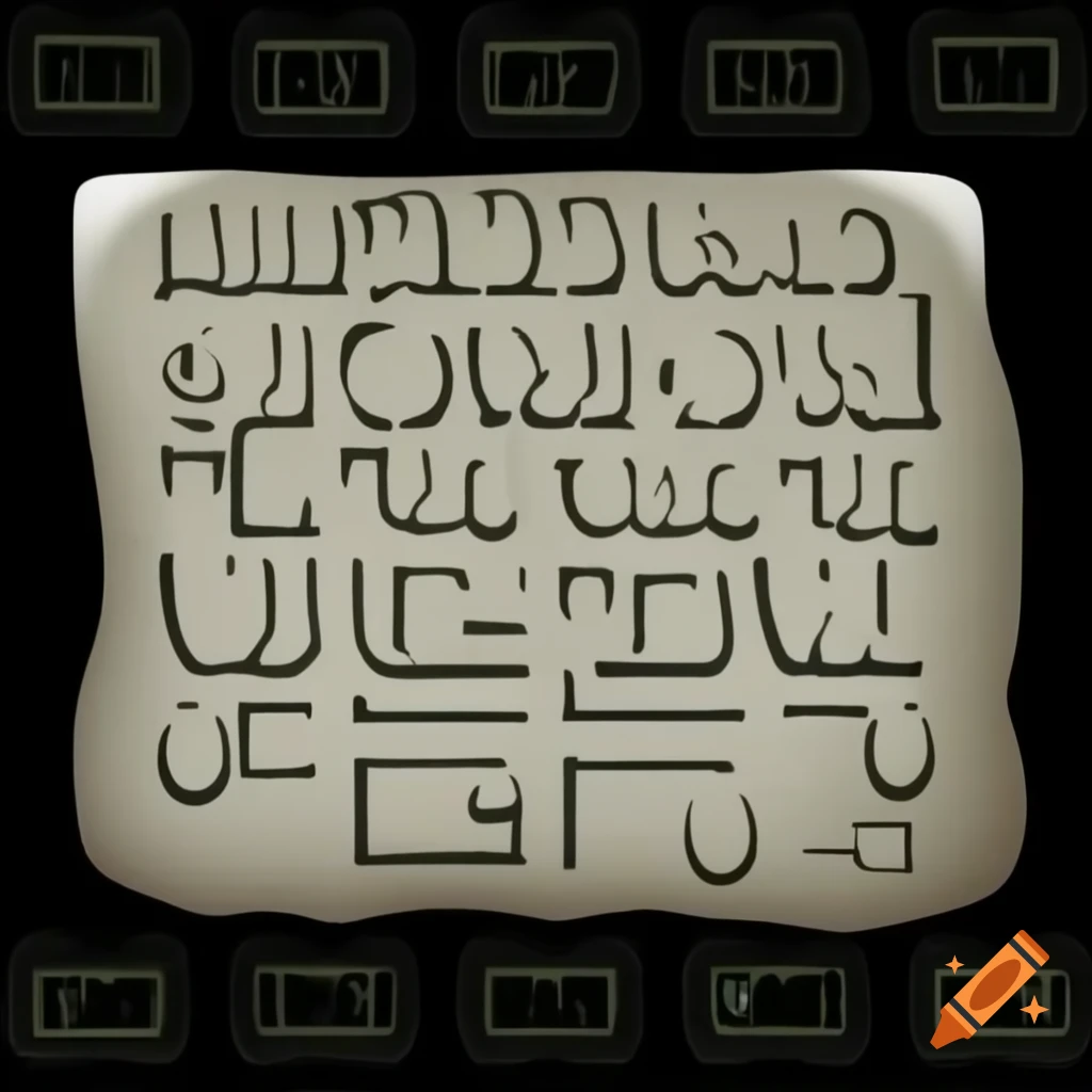 Aged stone tablet with ancient runic alphabet and distinct symbols on ...