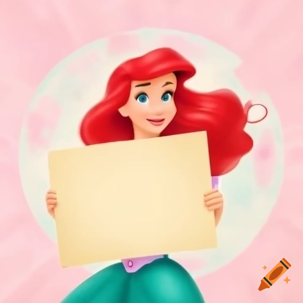 Disney-inspired poster featuring princess ariel with a sign board on ...