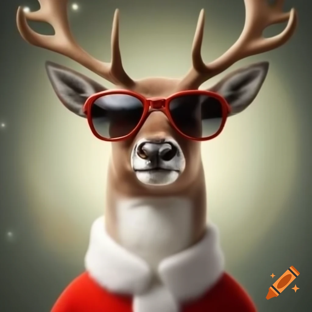 Rudolph the reindeer wearing sunglasses as a playful twist on Bad Santa ...