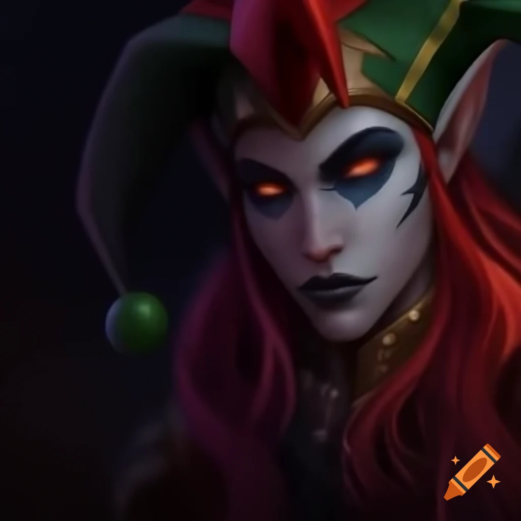Female jester bard character on Craiyon