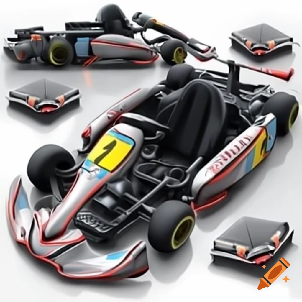 Detailed go-kart graphic kit design with aerodynamic lines and ...