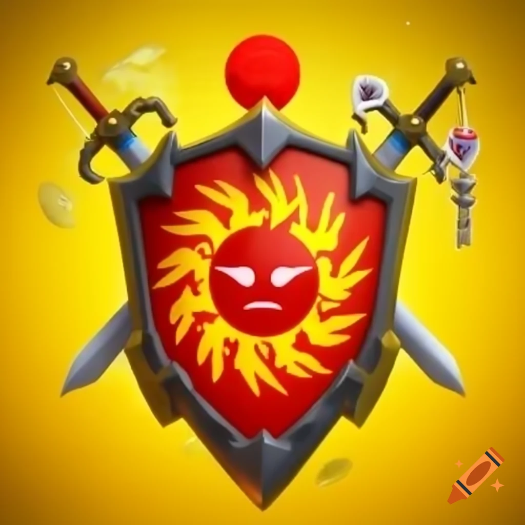 Guild emblem for Albion Online with bright red sun on yellow background ...